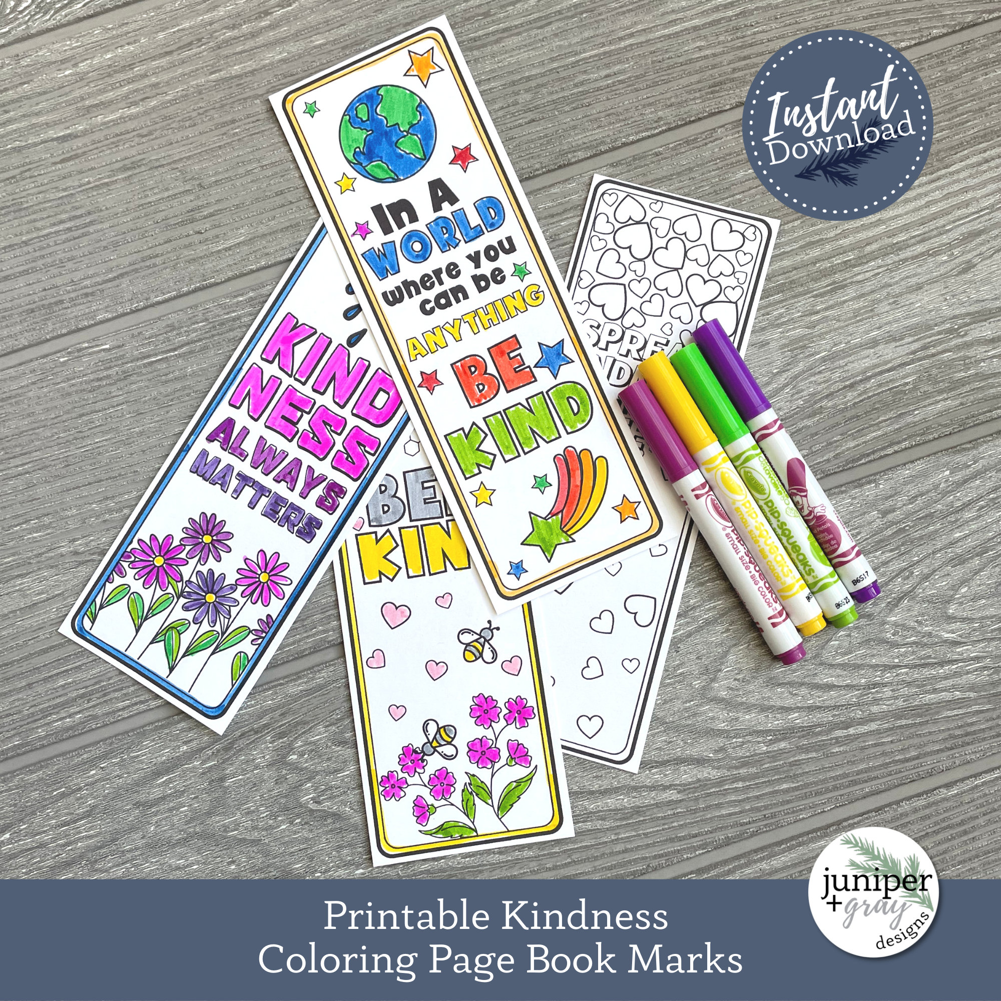 Kindness Coloring Page Bookmarks: Printable Designs (PDF) - Etsy