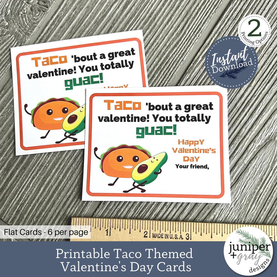 Printable Taco Valentine's Day Card Preschool Taco Valentine Kids ...