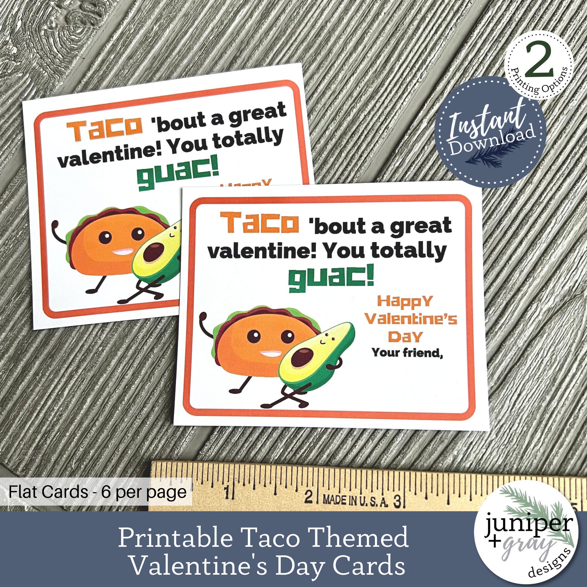 Printable Taco Valentine's Day Card Preschool Taco Valentine Kids ...