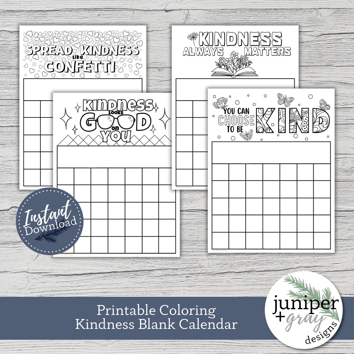 Printable Kindness Coloring Calendar: Kids Activity (instant Download ...