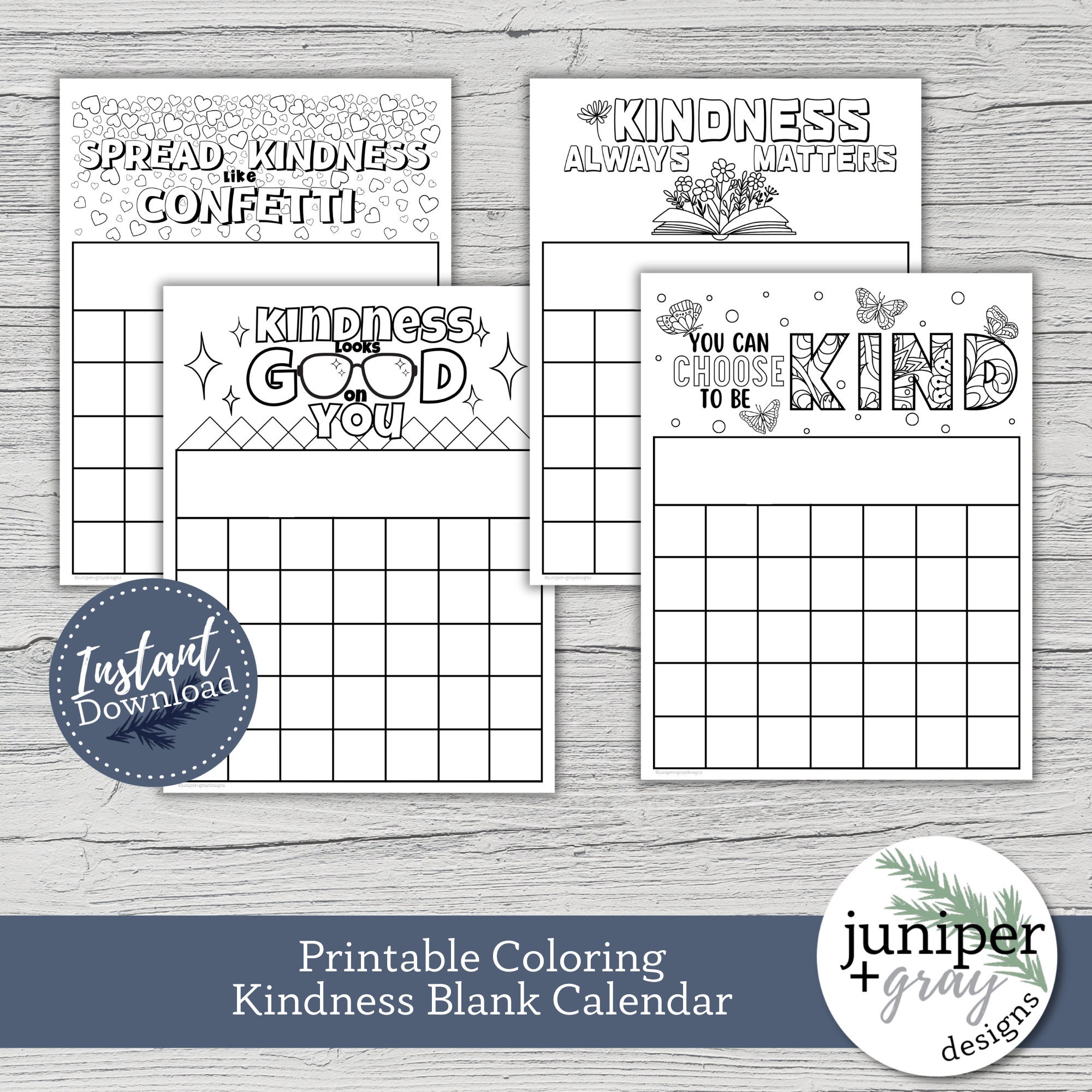 Printable Kindness Coloring Calendar: Kids Activity (instant Download ...