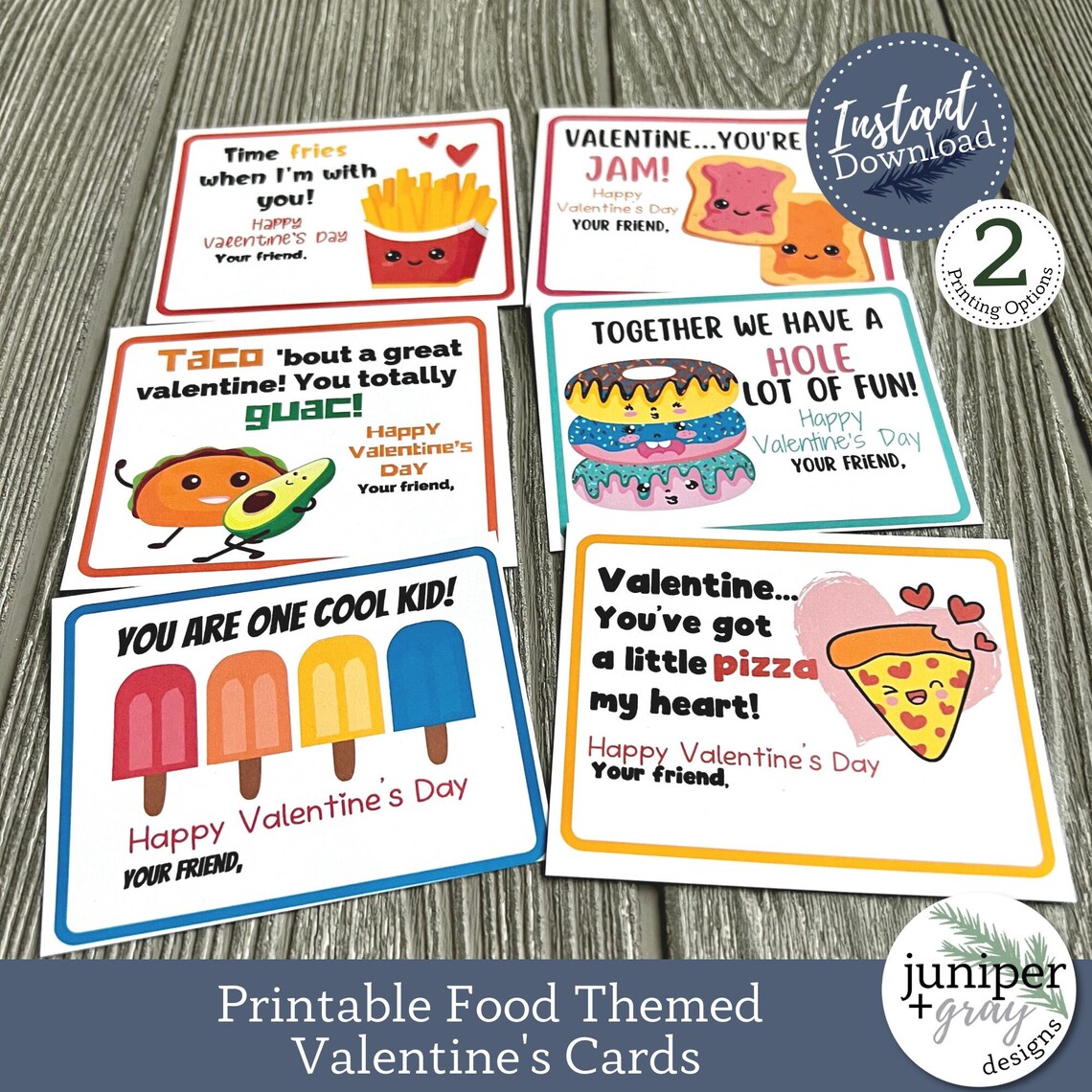 Printable Food Themed Valentine's Day Cards Printable Food Favorites ...