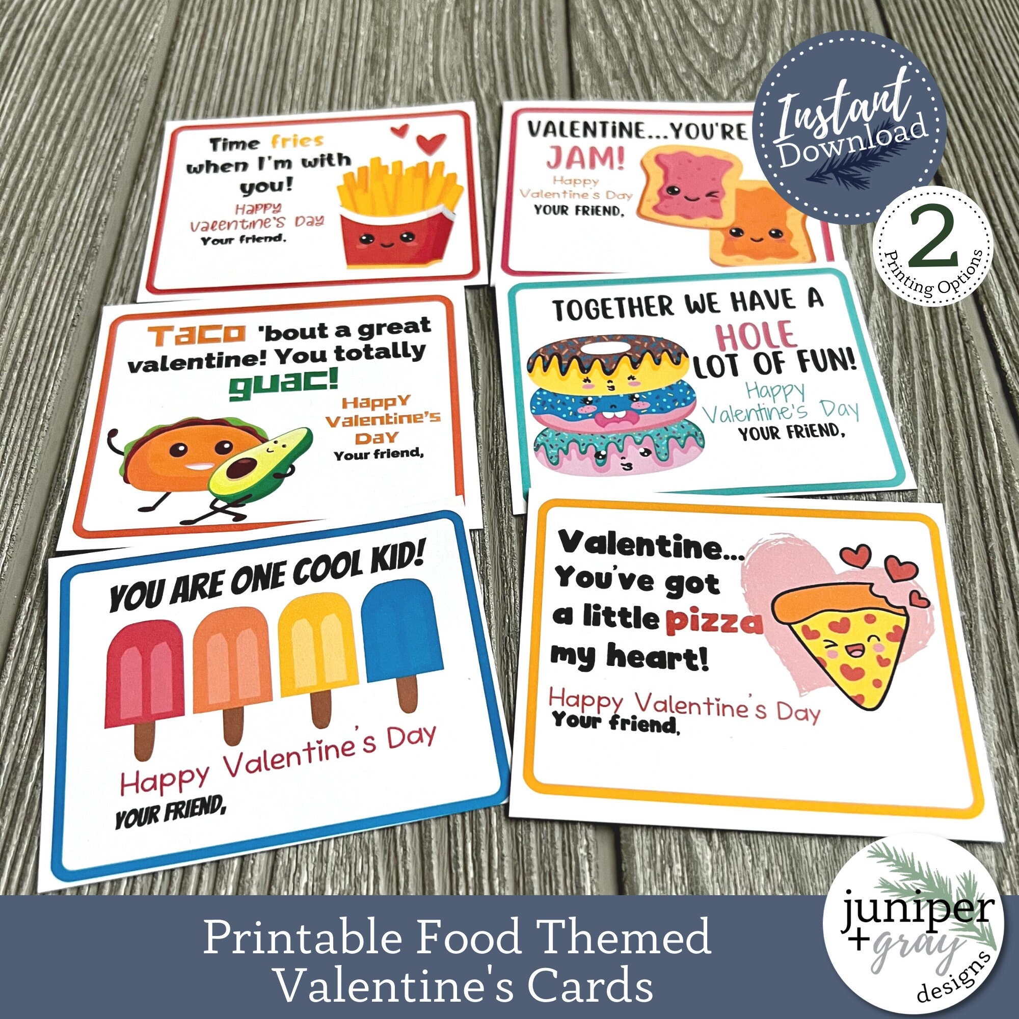 Printable Food Themed Valentine's Day Cards Printable Food Favorites ...