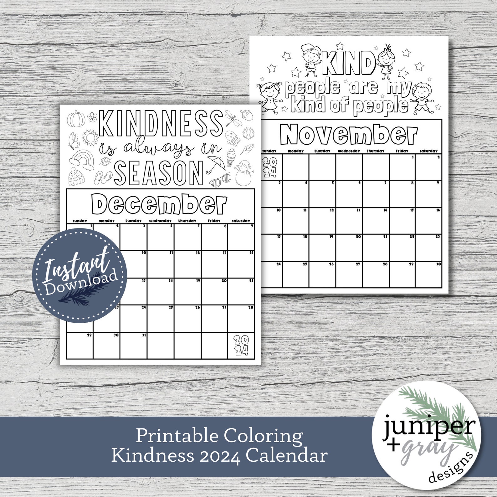 Printable Kindness Coloring Calendar 2024 Kindness Calendar Printable ...