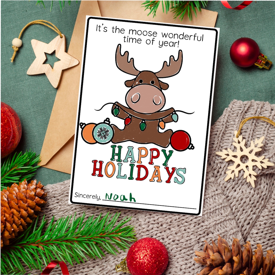 Kids Printable Coloring Page Holiday Card - Christmas Cards for Kids ...