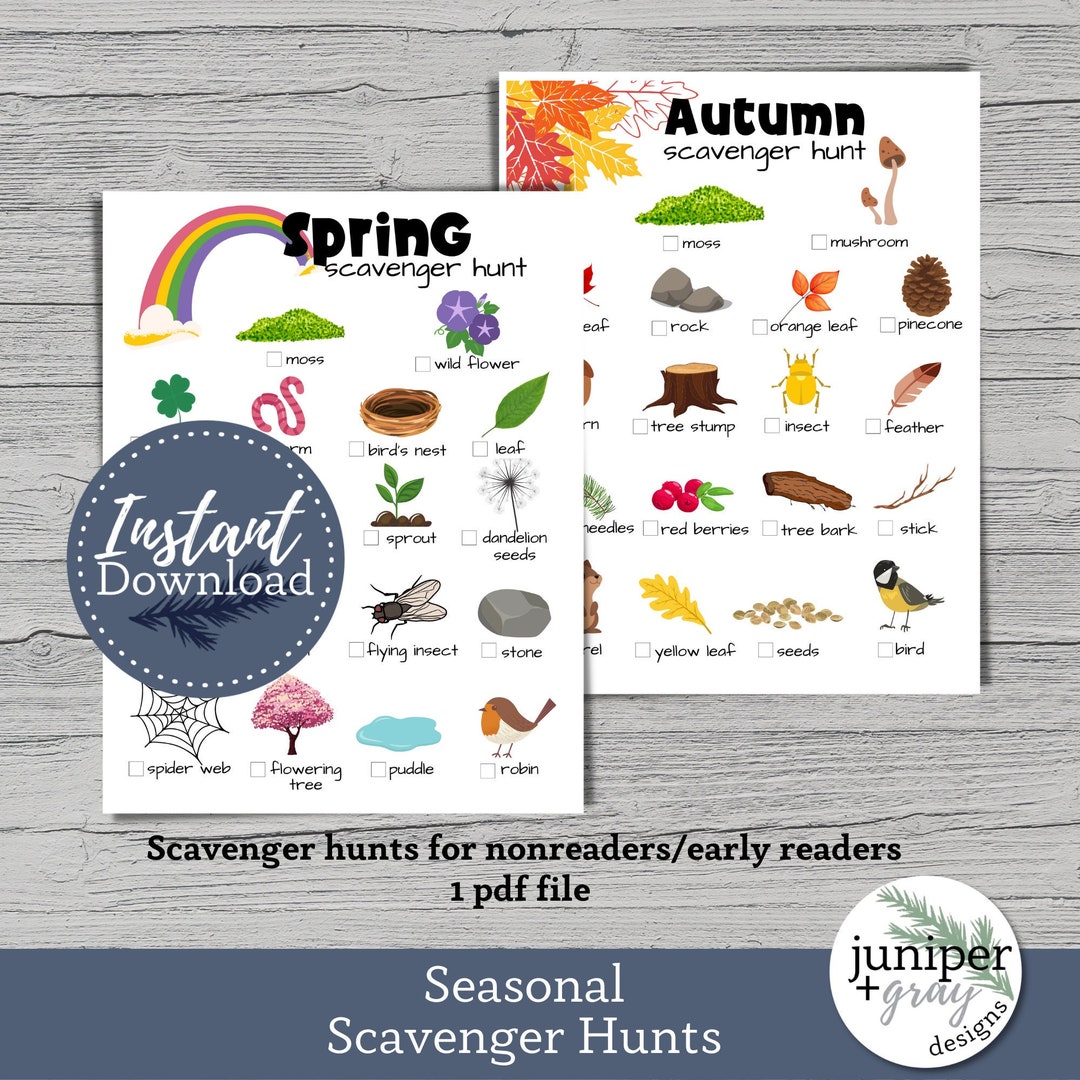 Autumn & Spring Nature Scavenger Hunt: Kids Outdoor Activity (PDF) - Etsy