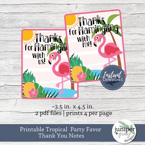 Printable Tropical Theme Party Thank You Cards Summer Luau - Etsy