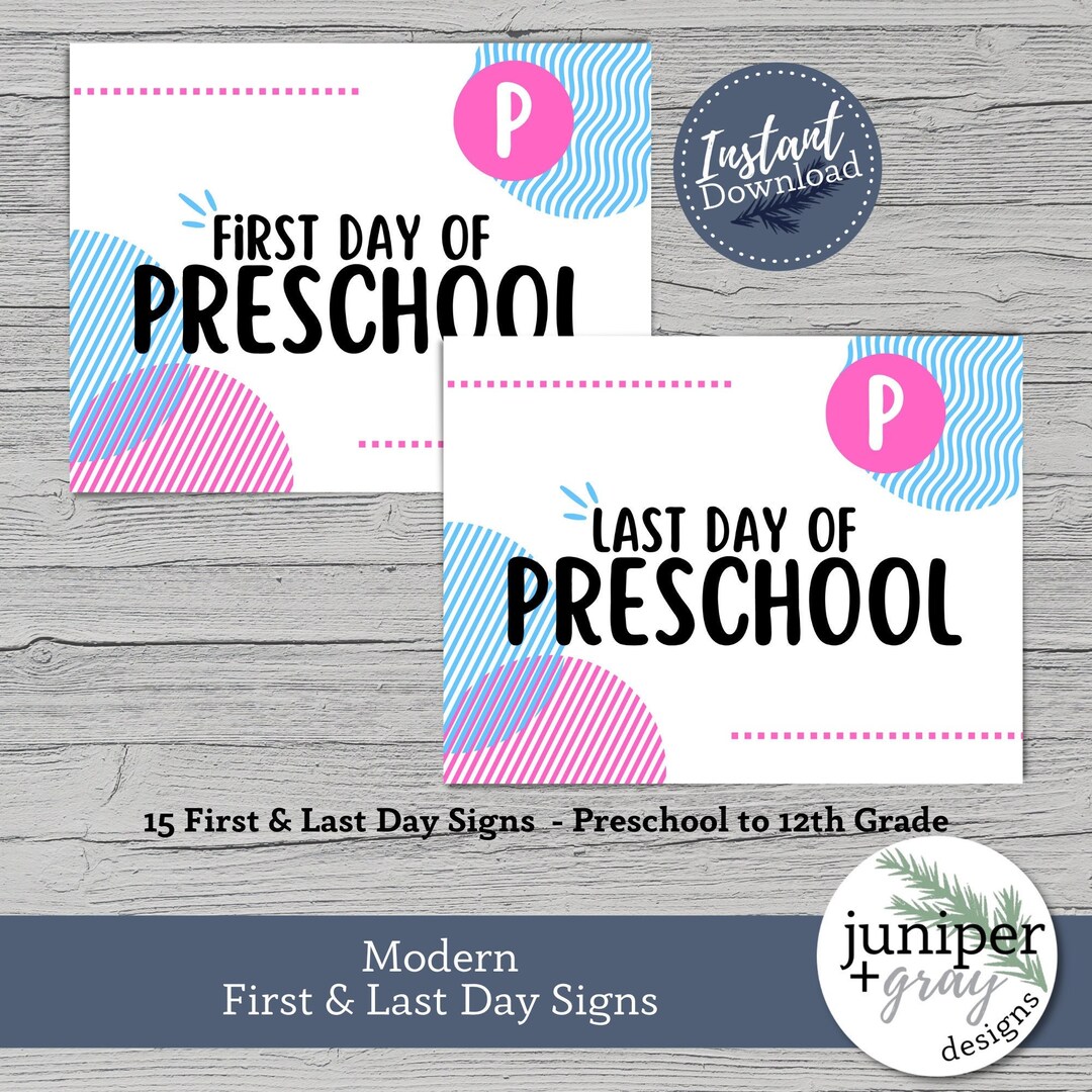 Buy Printable First & Last Day of School Signs Modern Kids Online in ...