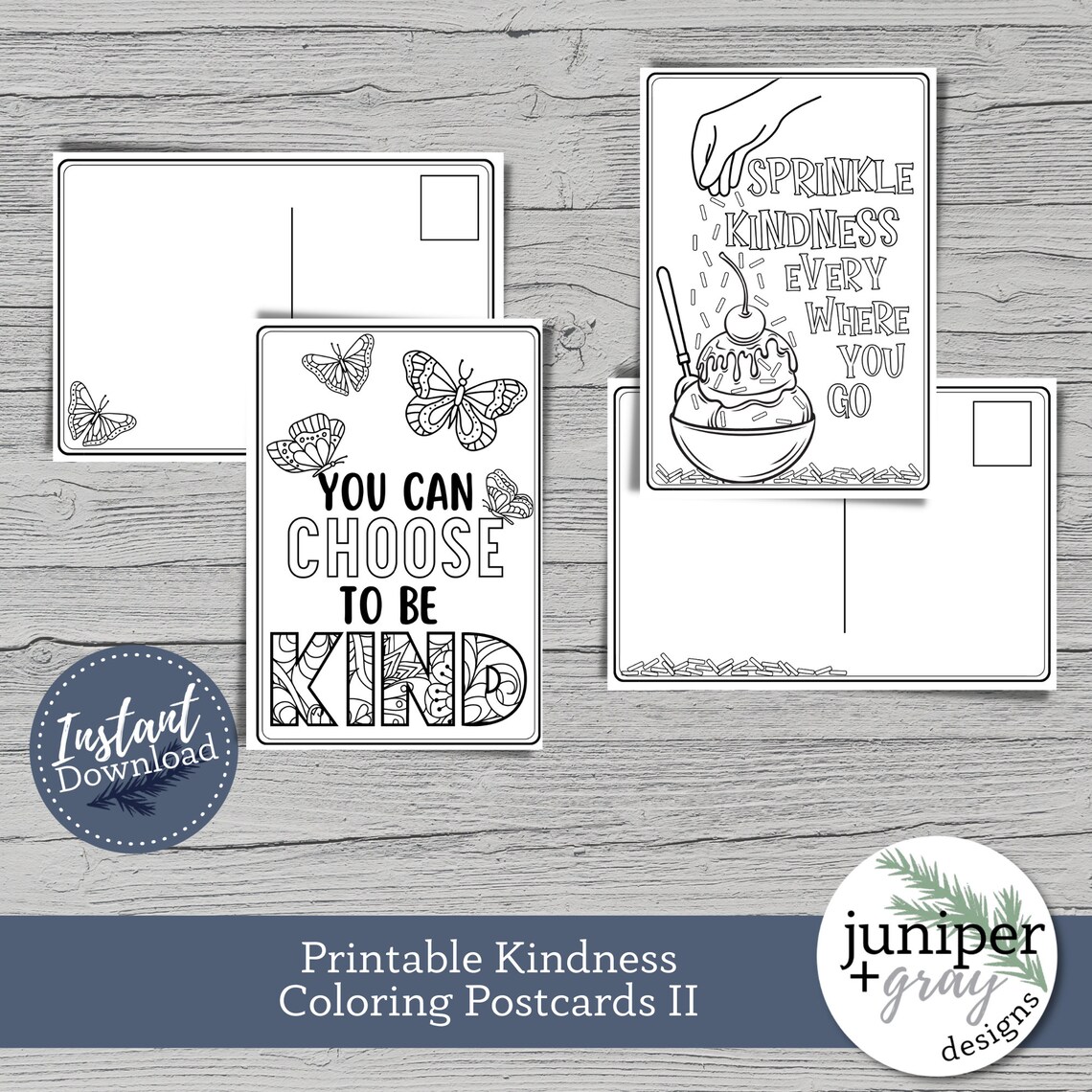 Kindness Coloring Postcards: Printable Designs for All Ages (PDF) - Etsy