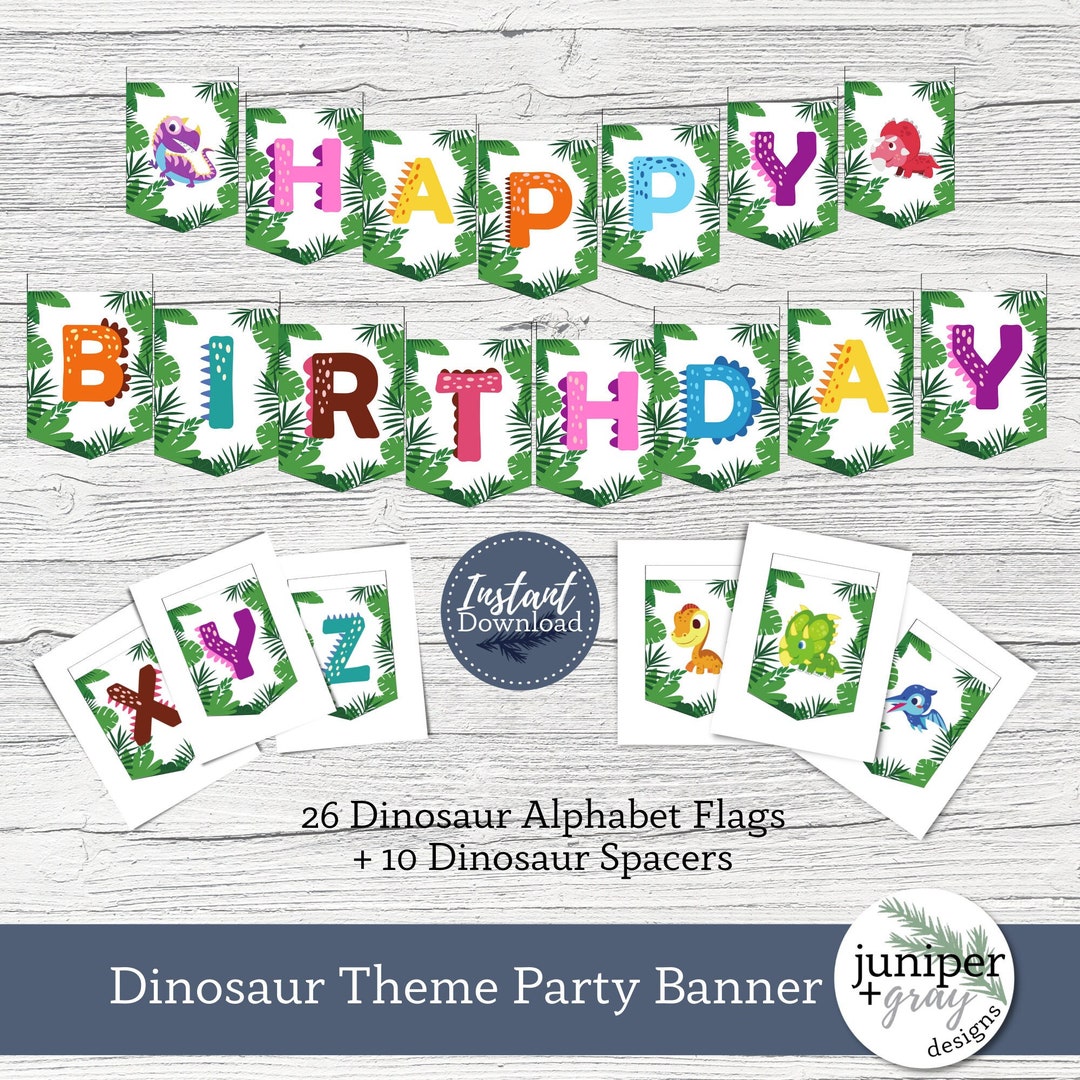 Printable Dinosaur Theme Party Decor - Kids Dinosaur Birthday Bunting ...