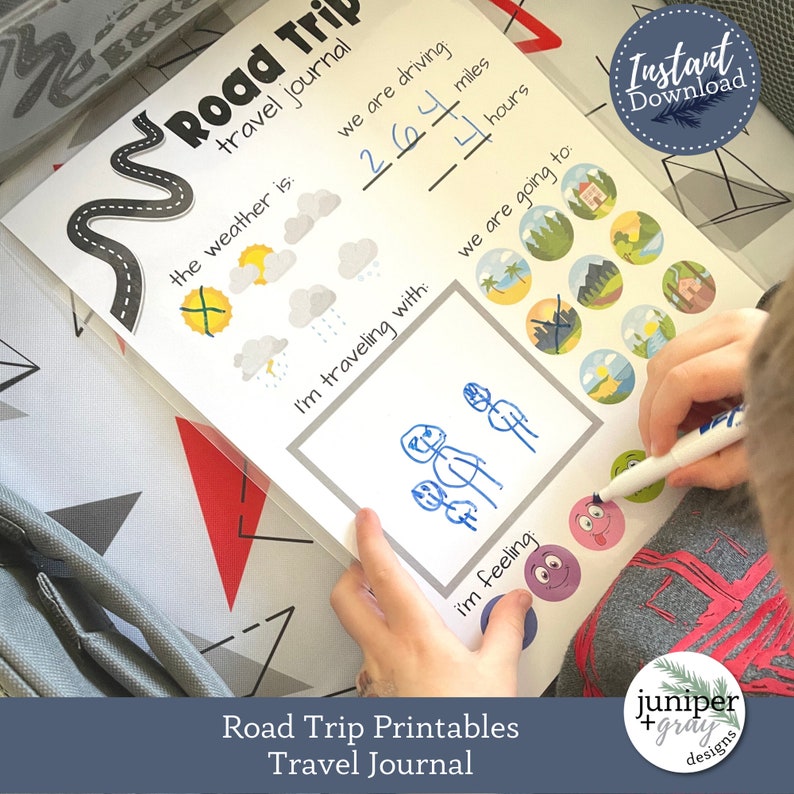 Printable Road Trip Kids Activities - Travel Journal Scavenger Hunt I ...