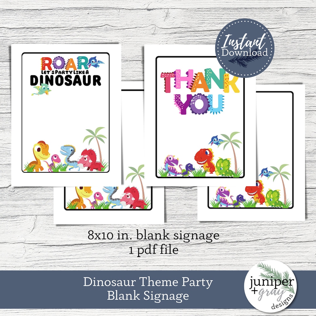 Dinosaur Party Signs: Blank 8x10 Signage (instant Download PDF) - Etsy