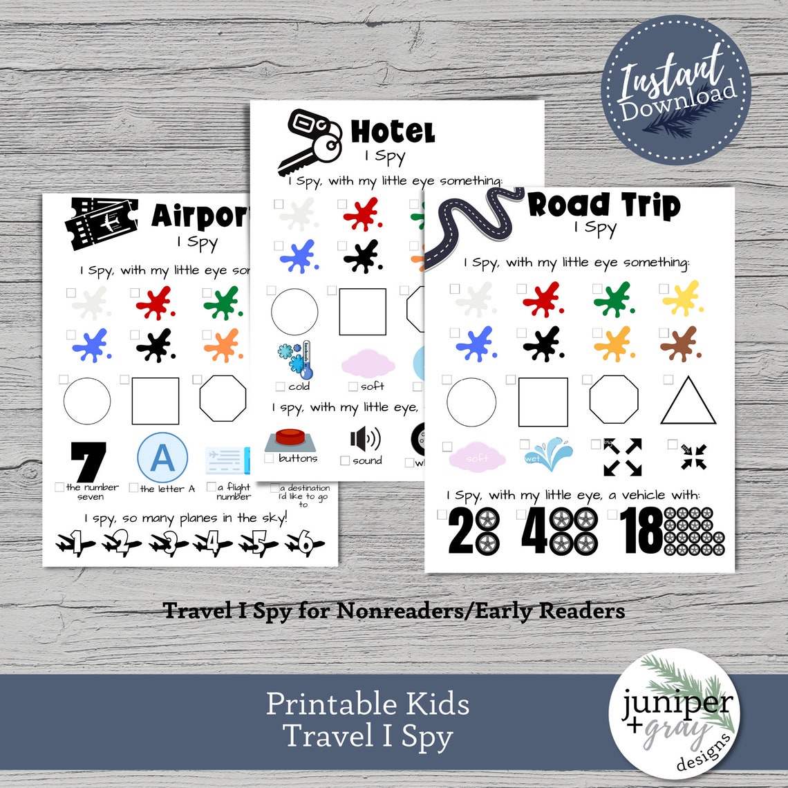 Printable Kids Travel Activity Pack - Scavenger Hunt I Spy - Early ...