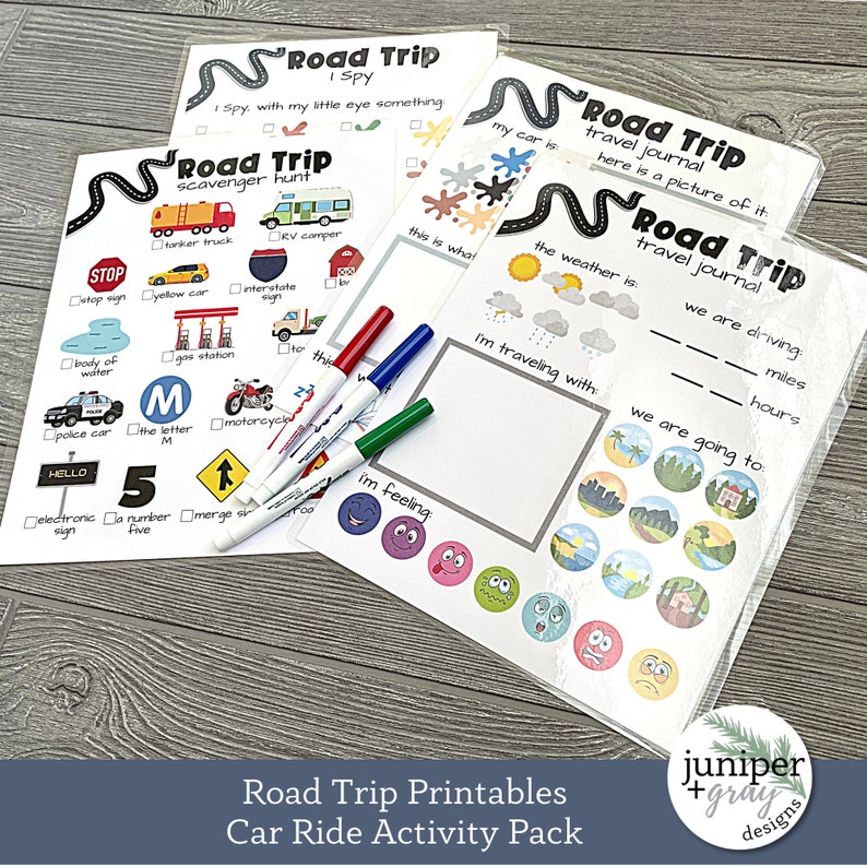 Printable Road Trip Kids Activities - Travel Journal Scavenger Hunt I ...