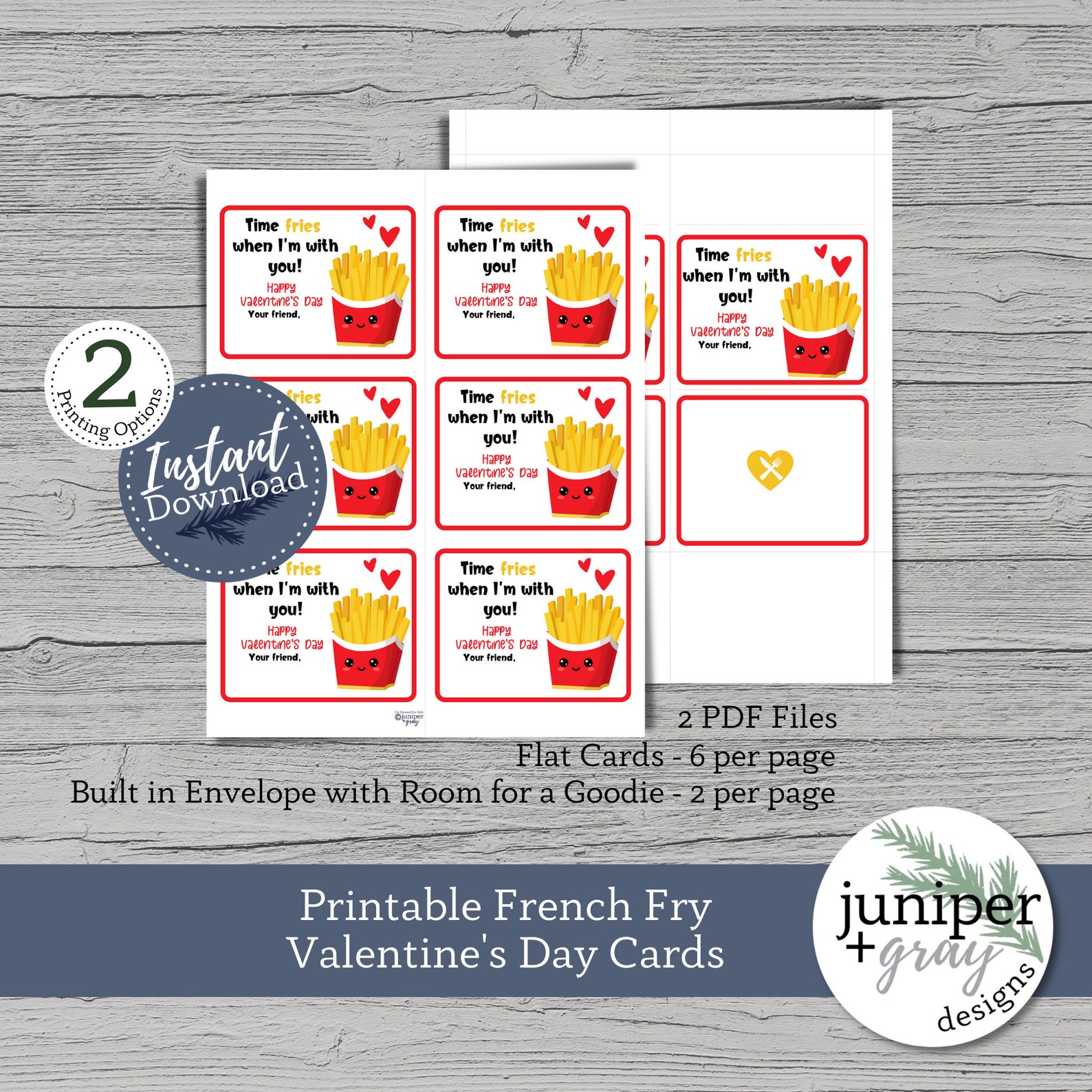 Printable French Fry Valentine's Day Card - Preschool French Fries ...