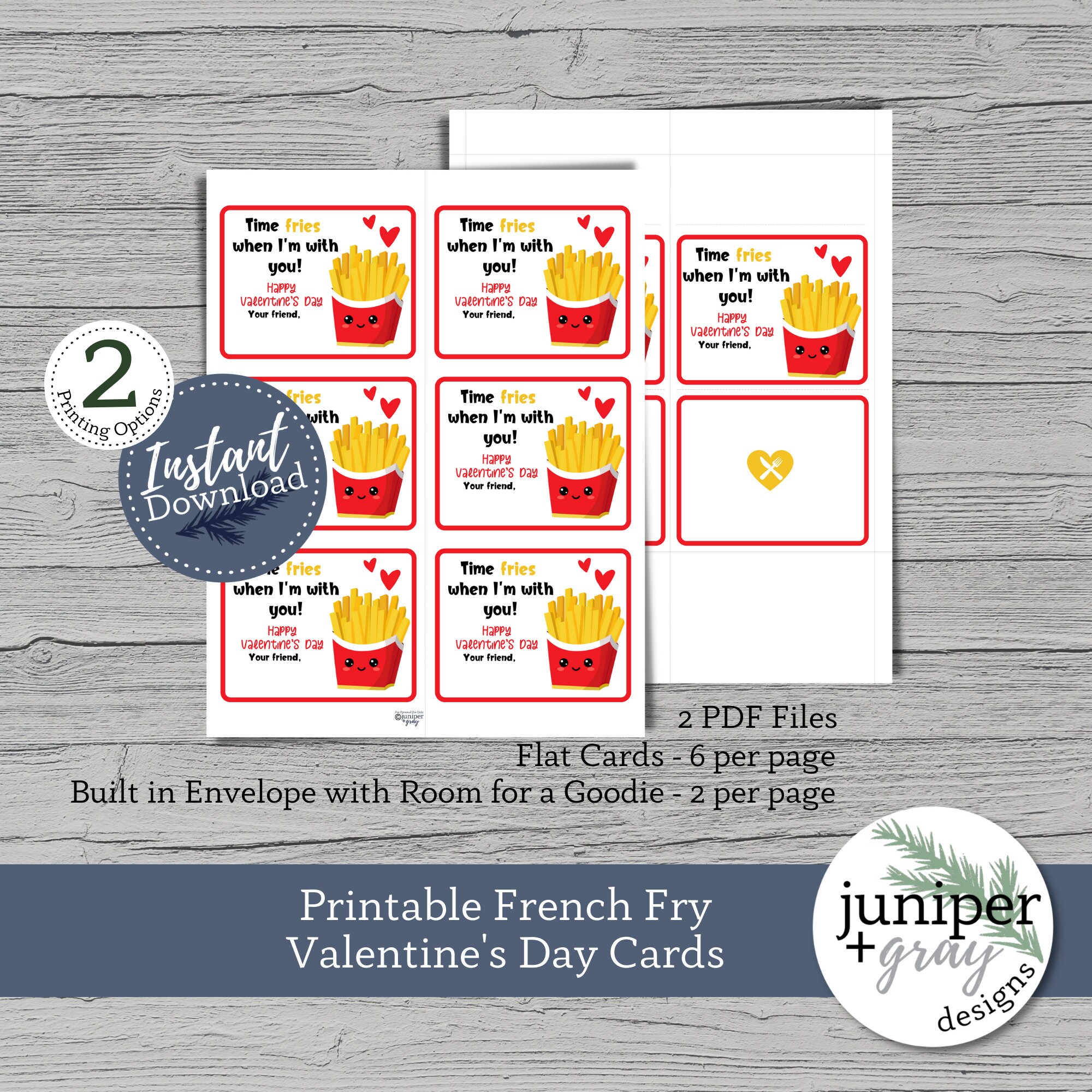 Printable French Fry Valentine's Day Card - Preschool French Fries ...