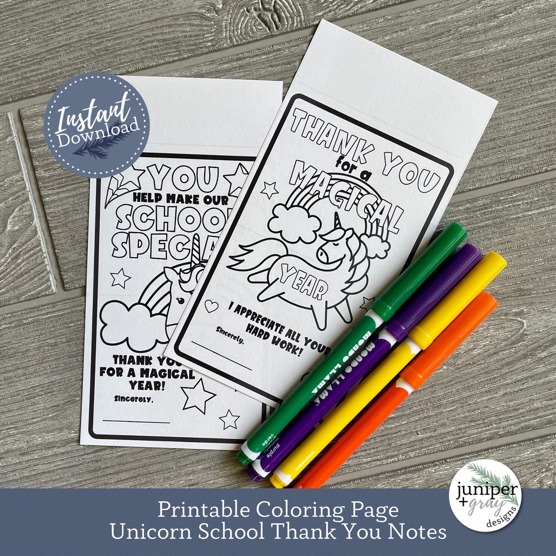 Printable Coloring Thank You Notes for Teachers and School Staff ...