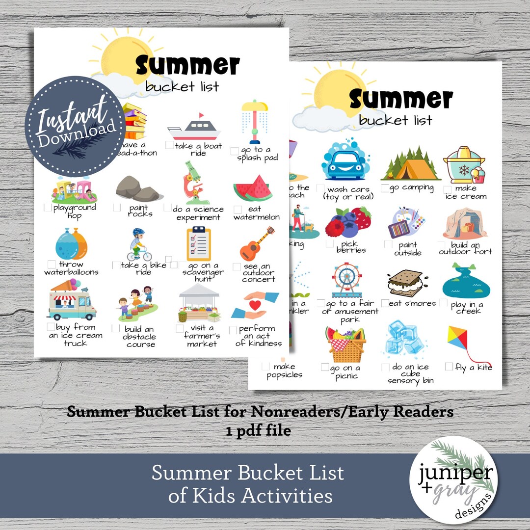 Lista de deseos de verano imprimible para niños Lista de deseos de ...