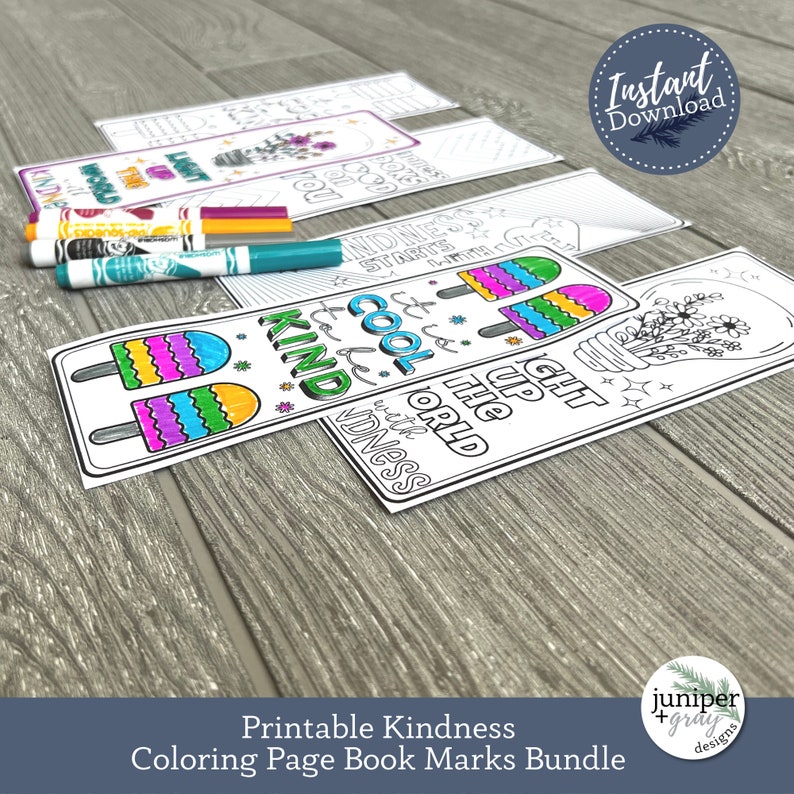 Printable Kindness Coloring Page Book Marks Bundle - 12 Unique Coloring ...