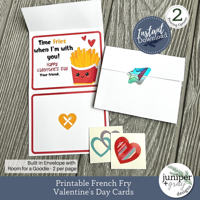 Printable French Fry Valentine's Day Card - Preschool French Fries ...