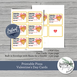 Printable Pizza Valentine's Day Card Preschool Elementary Kids Pizza ...