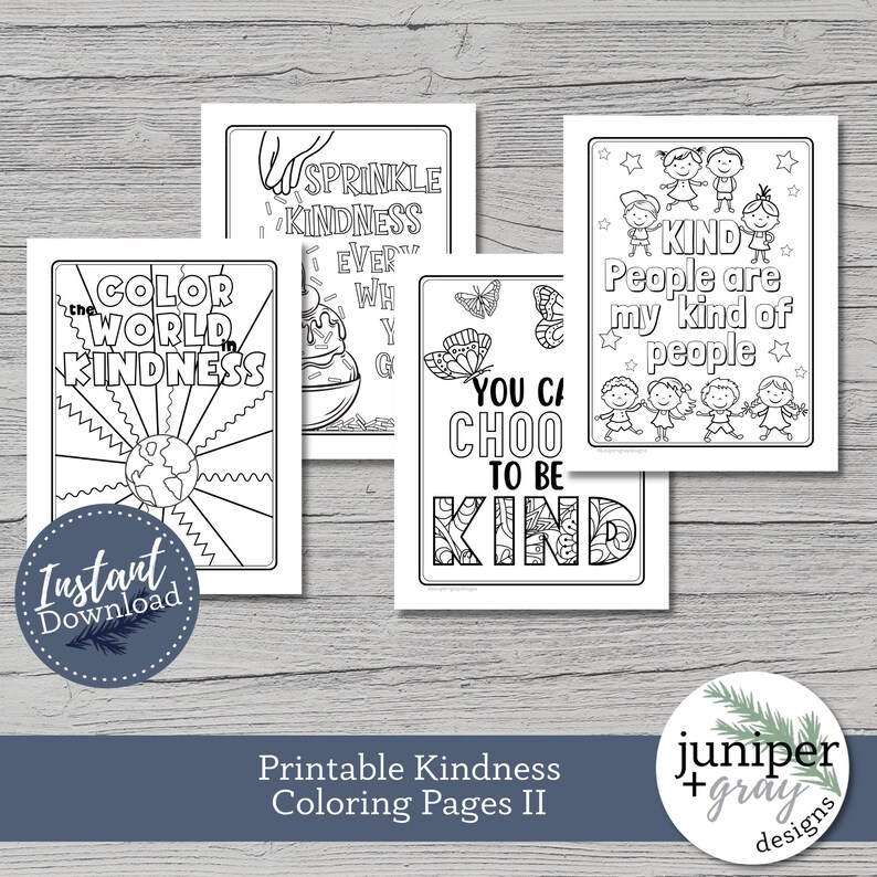 Printable Kindness Coloring Pages Bundle - Coloring Page Kindness ...