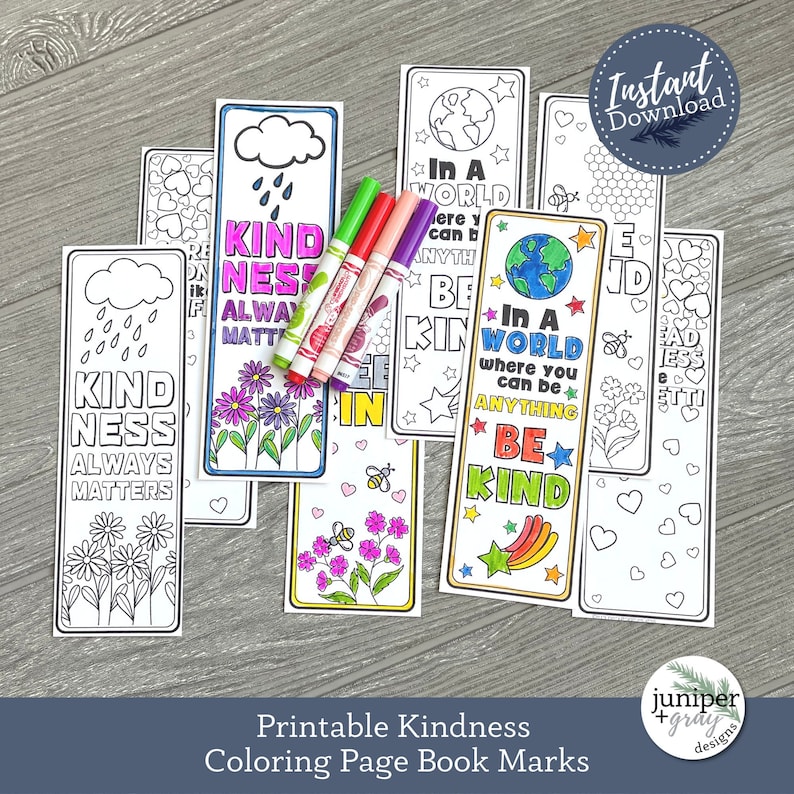 Kindness Coloring Page Bookmarks: Printable Designs (PDF) - Etsy