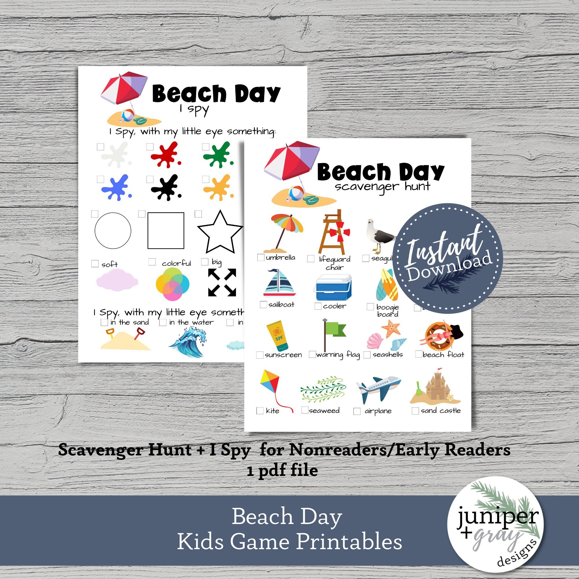 Printable Kids Activities for the Beach - Beach Trip Scavenger Hunt I ...