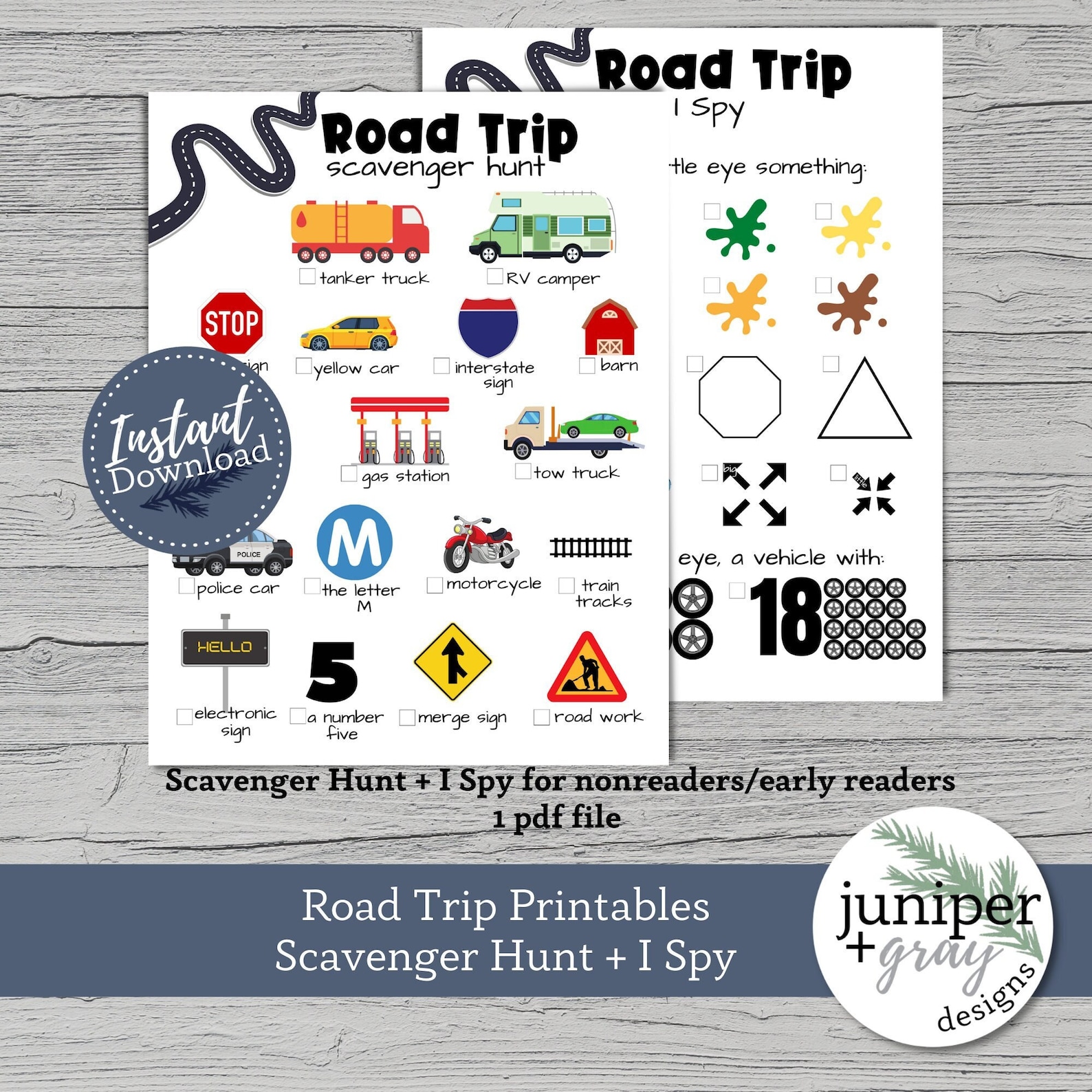 Printable Road Trip Kids Activities - Travel Scavenger Hunt I Spy ...