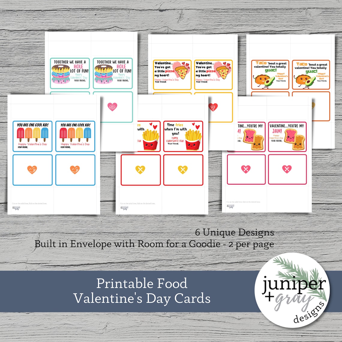 Printable Food Themed Valentine's Day Cards Printable Food Favorites ...
