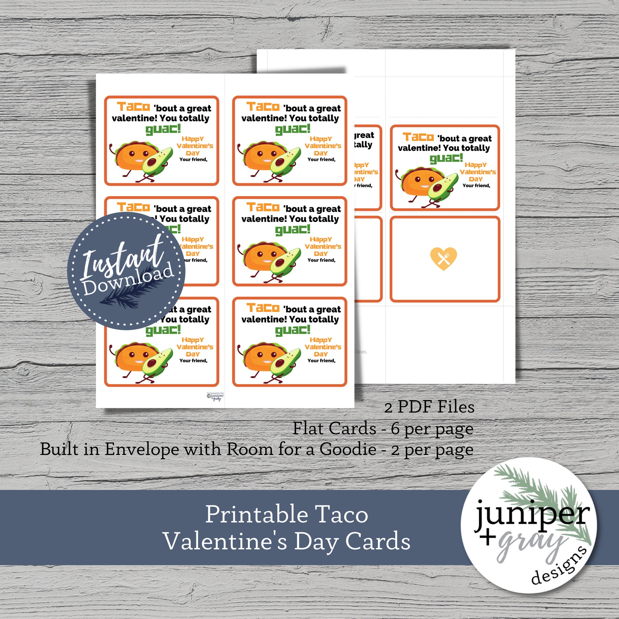 Printable Taco Valentine's Day Card Preschool Taco Valentine Kids ...