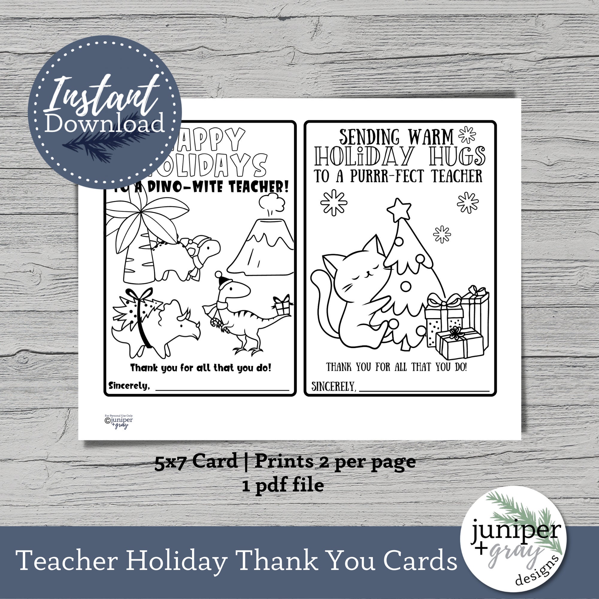 Printable Coloring Page Holiday Card for Teachers - Teacher Holiday ...