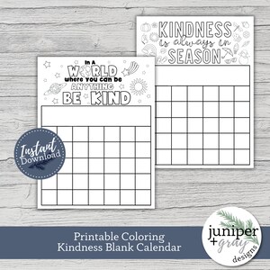Printable Kindness Coloring Calendar: Kids Activity (instant Download ...