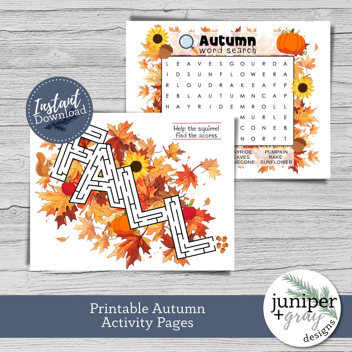 Printable Autumn Kids Activities - Fall I Spy - Maze - Word Search ...