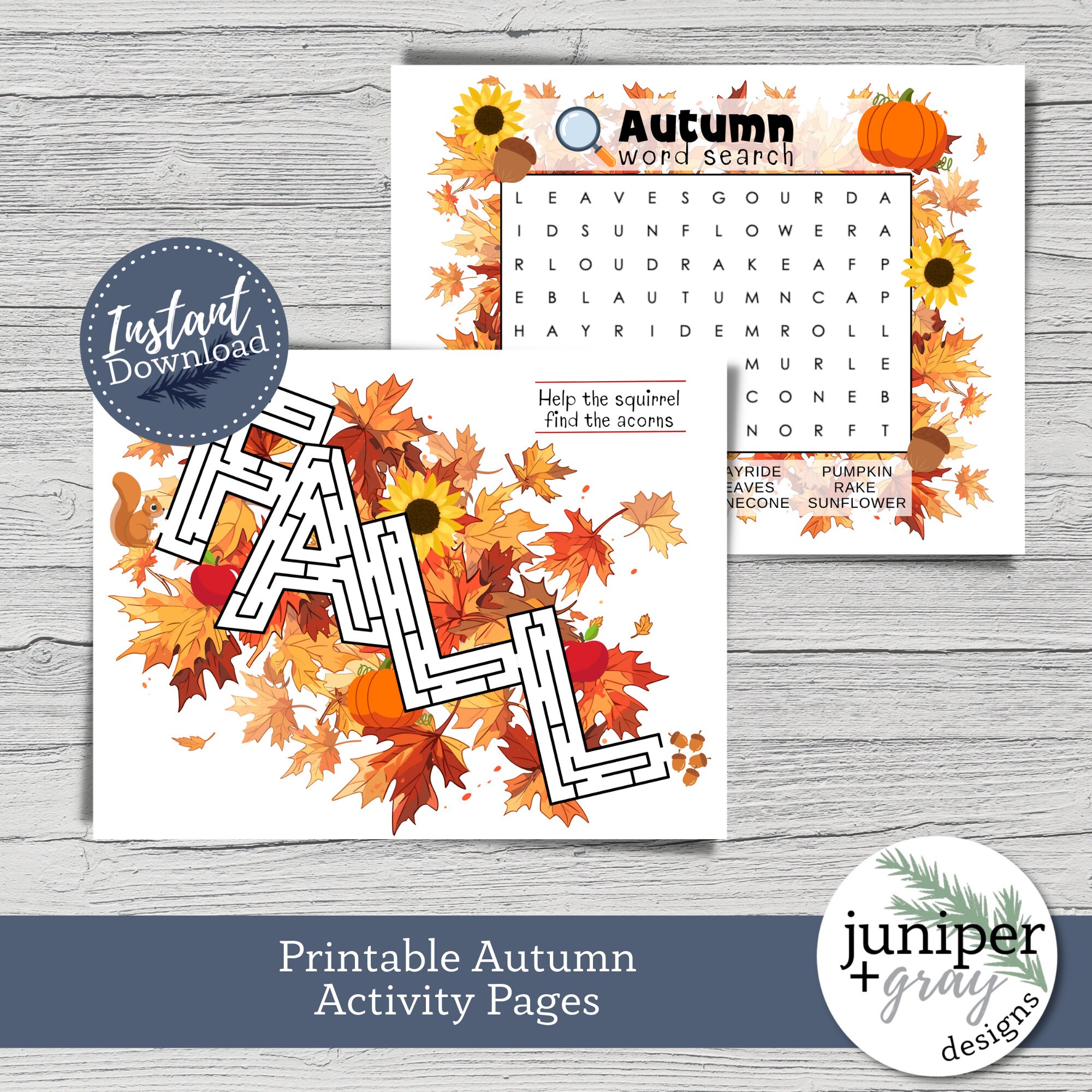 Printable Autumn Kids Activities - Fall I Spy - Maze - Word Search ...