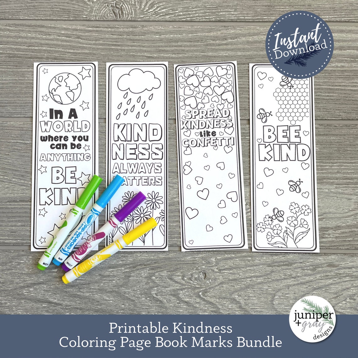 Printable Kindness Coloring Page Book Marks Bundle 12 Unique Coloring ...