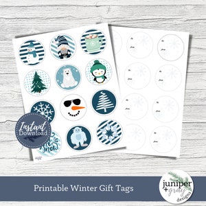 Printable Winter Gift Tags Holiday Winter Party Cupcake Toppers Gift ...
