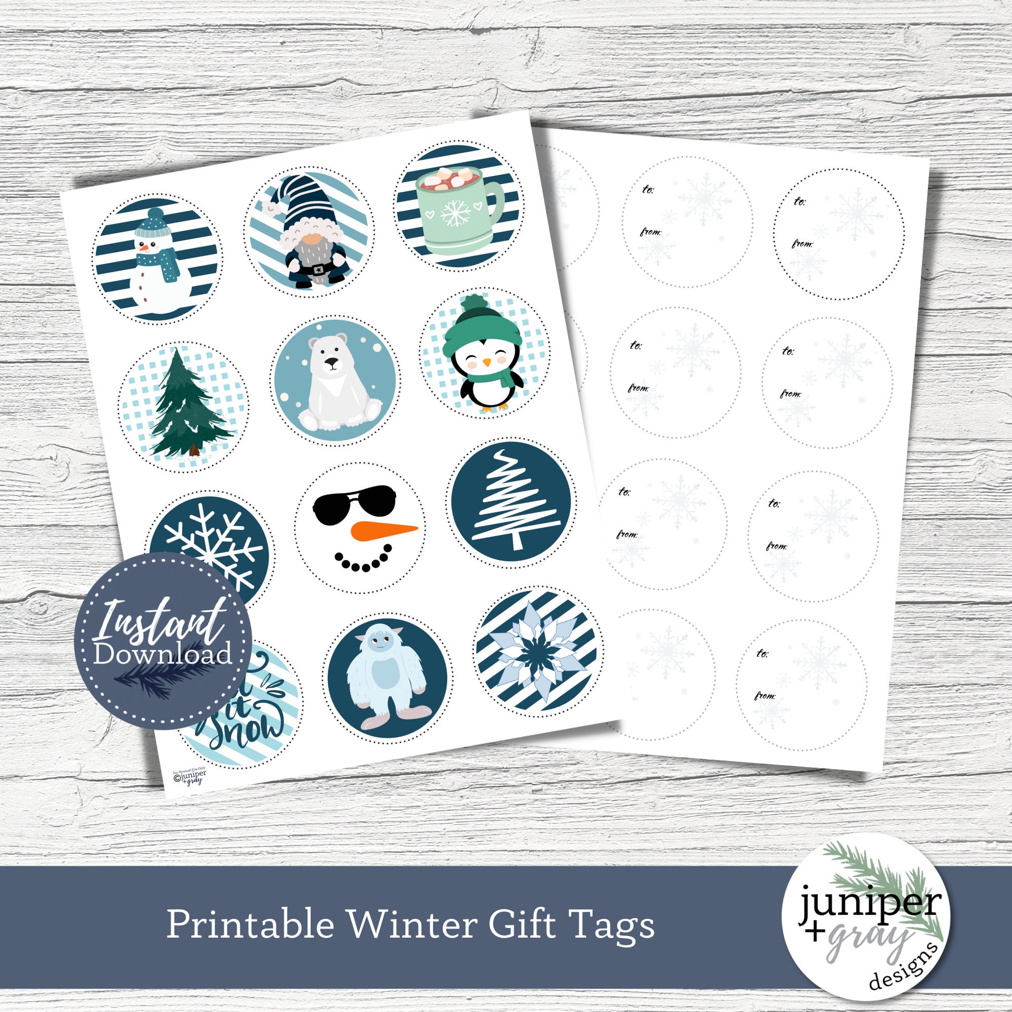 Printable Winter Gift Tags Holiday Winter Party Cupcake - Etsy