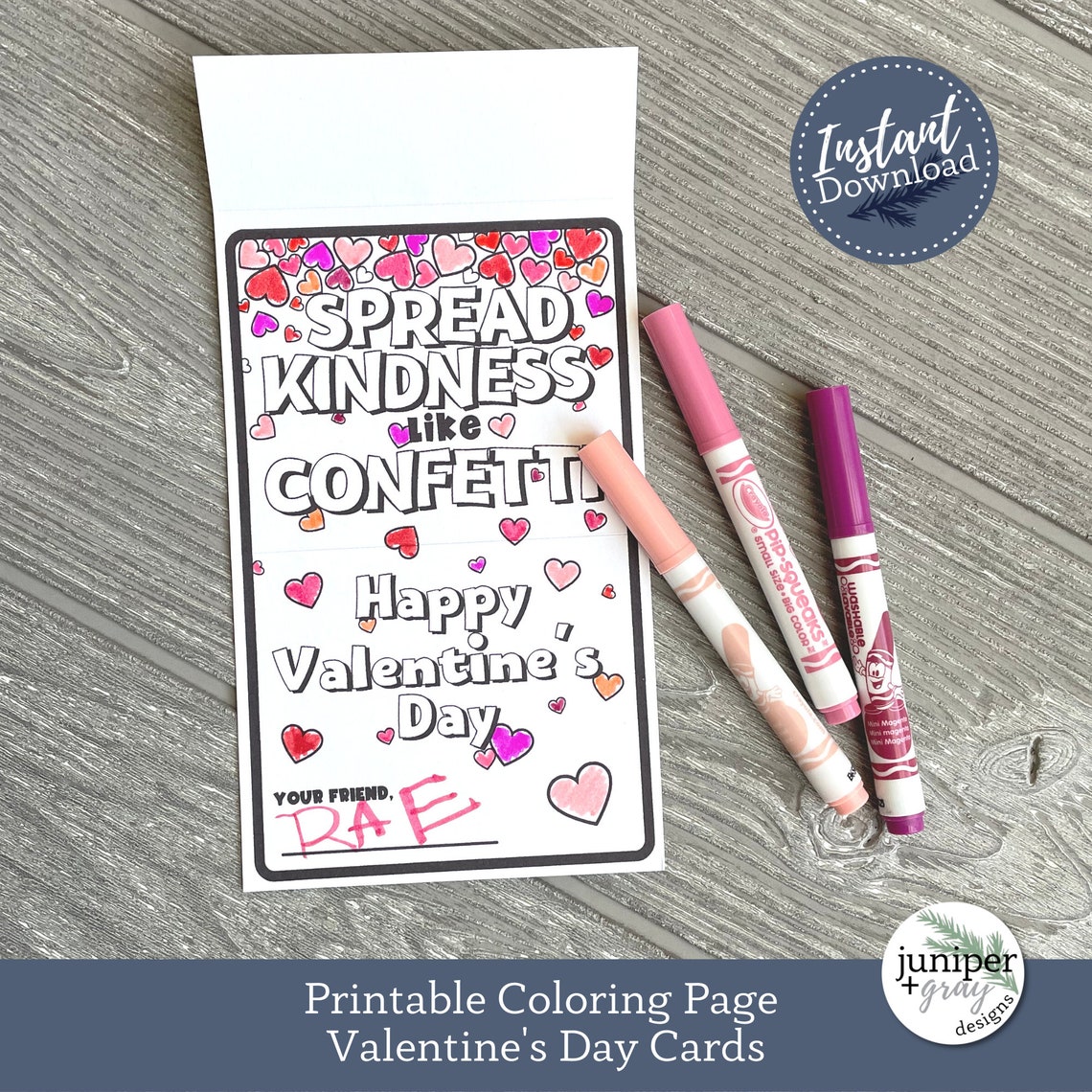 Printable Coloring Page Kindness Valentines Day Card - Boys Girls ...