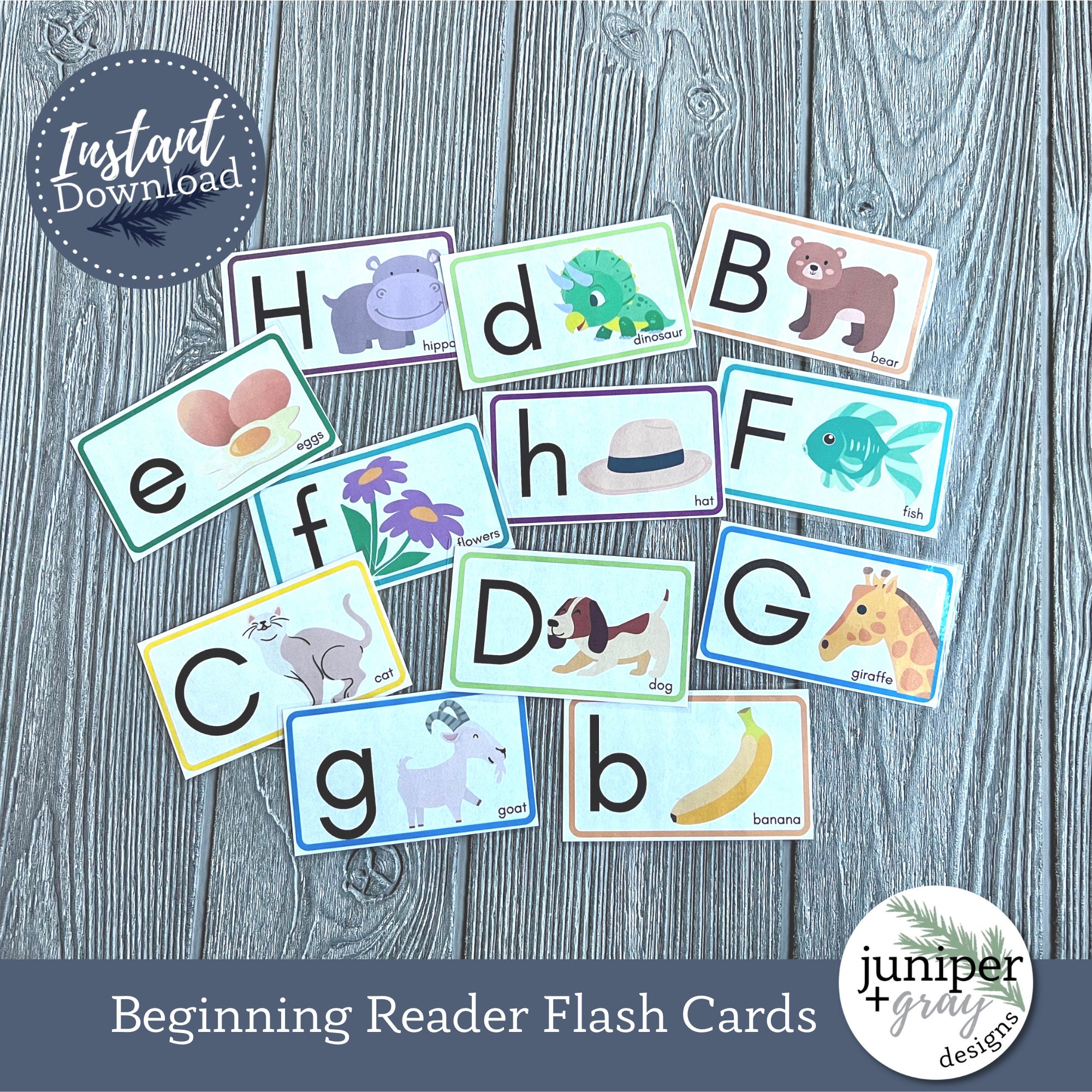Printable Alphabet Flash Cards: Letter Sounds & Clip Cards (PDF) - Etsy