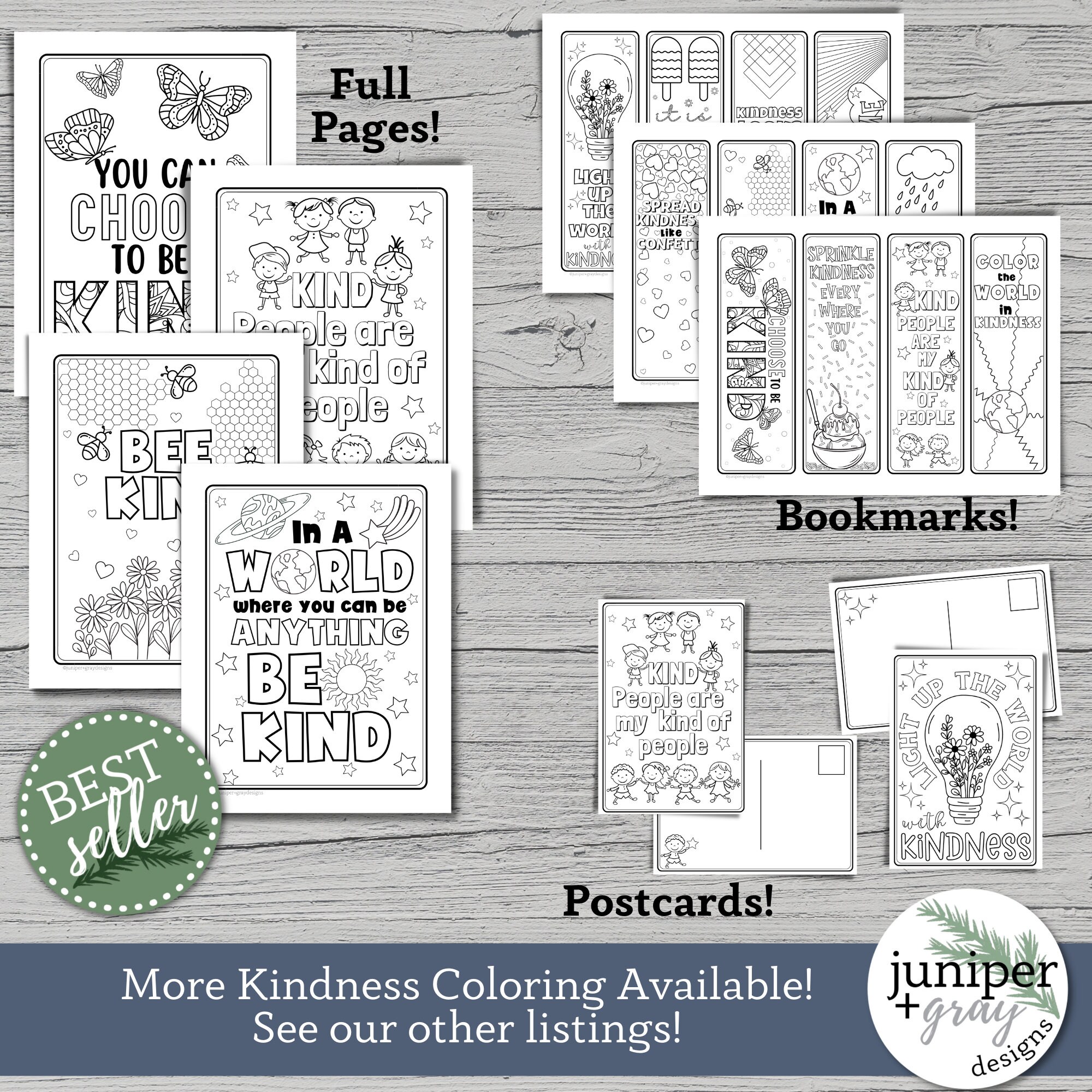 Printable Kindness Coloring Page Book Marks Bundle 12 Unique Coloring ...