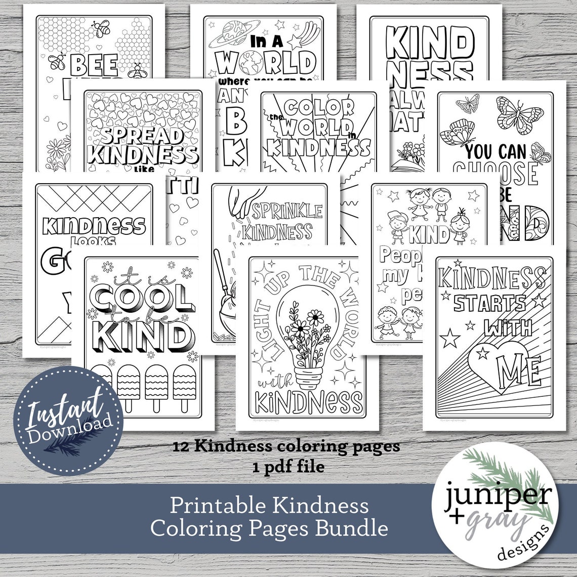 Printable Kindness Coloring Pages Bundle Coloring Page Kindness ...