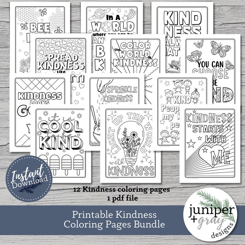 Printable Kindness Coloring Pages Bundle - Coloring Page Kindness ...