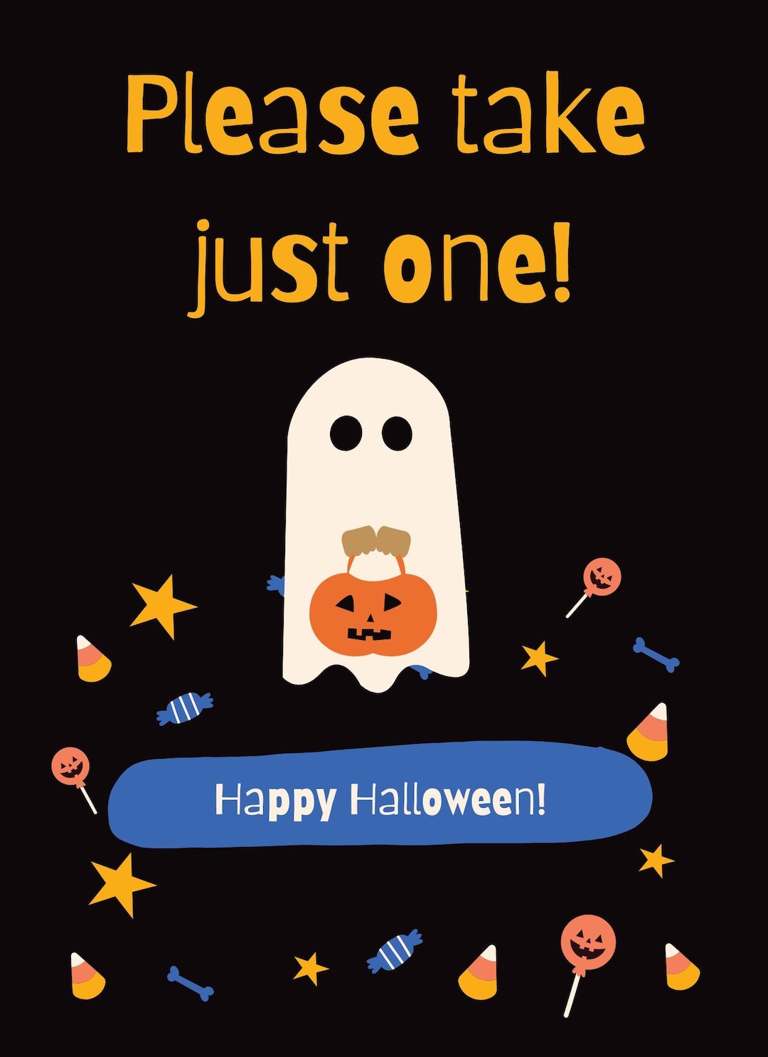 Halloween Candy Signs | Please Take One + Out of Candy BUNDLE - Etsy