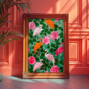 Psychedelic Flamingo Art Print: Kitsch Bathroom Decor (digital Download ...