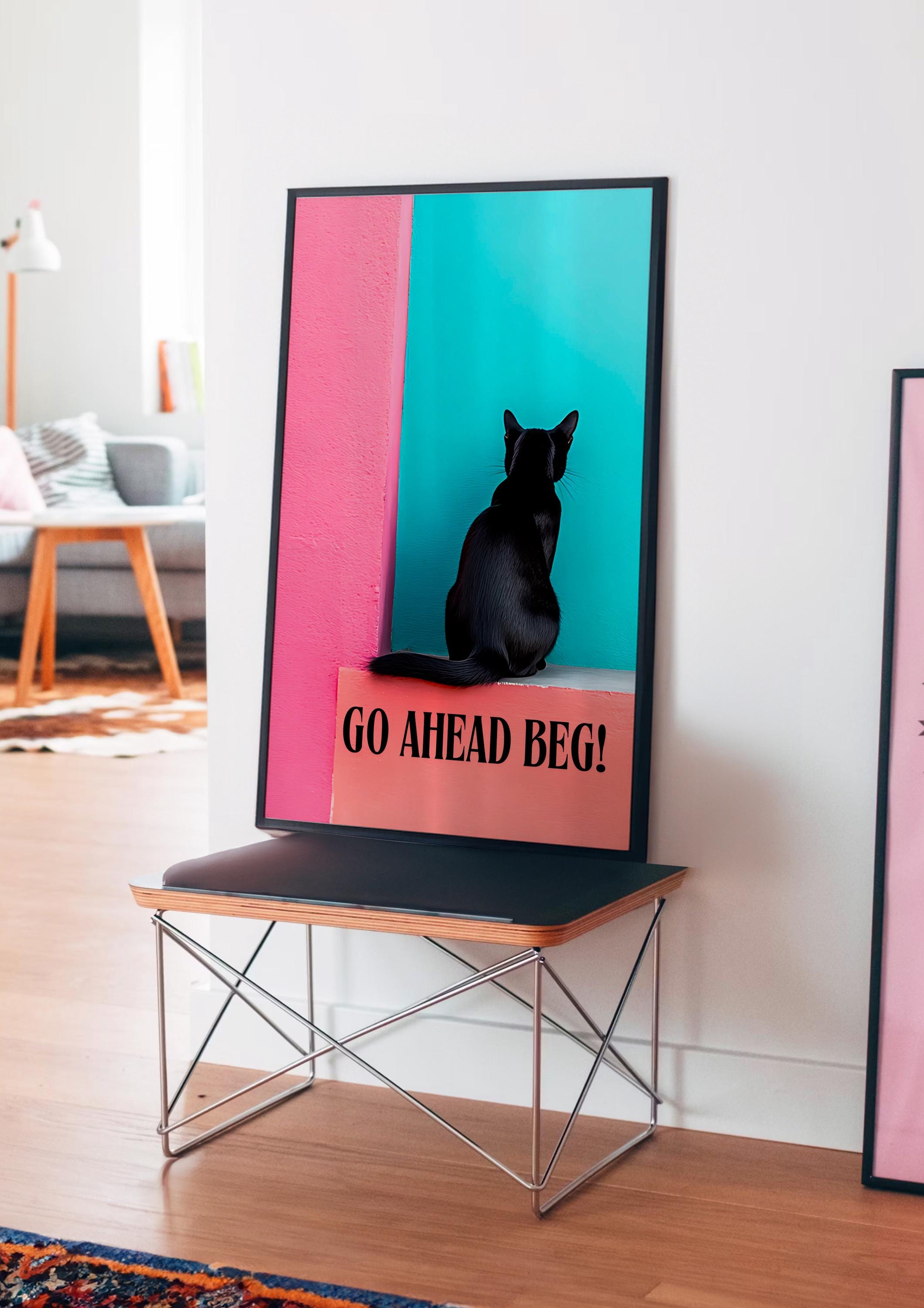Modern Black Cat Art Print: Minimalist Home Decor - Etsy