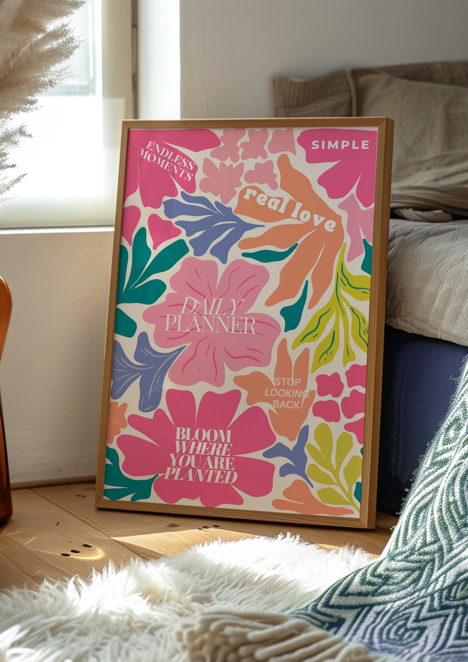 Floral Daily Planner Poster: Matisse Style Inspirational Print (digital ...