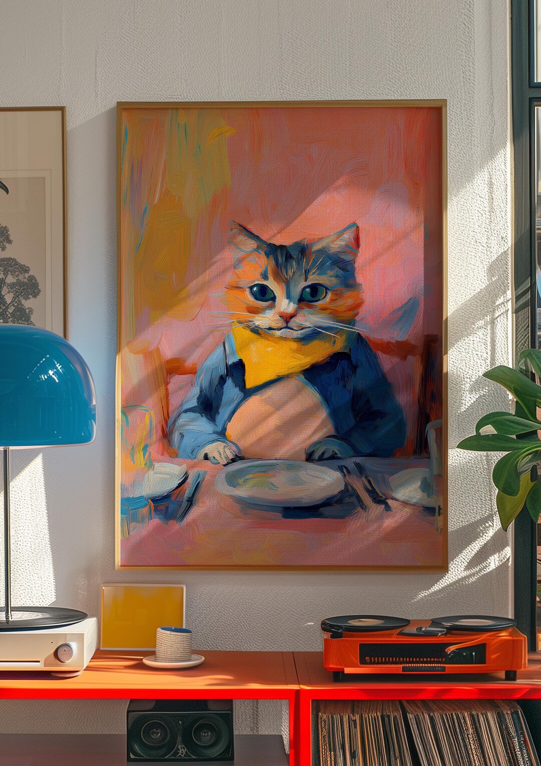 Funny Cat Art Print: Kitsch Animal Humor, Trendy Wall Decor - Etsy