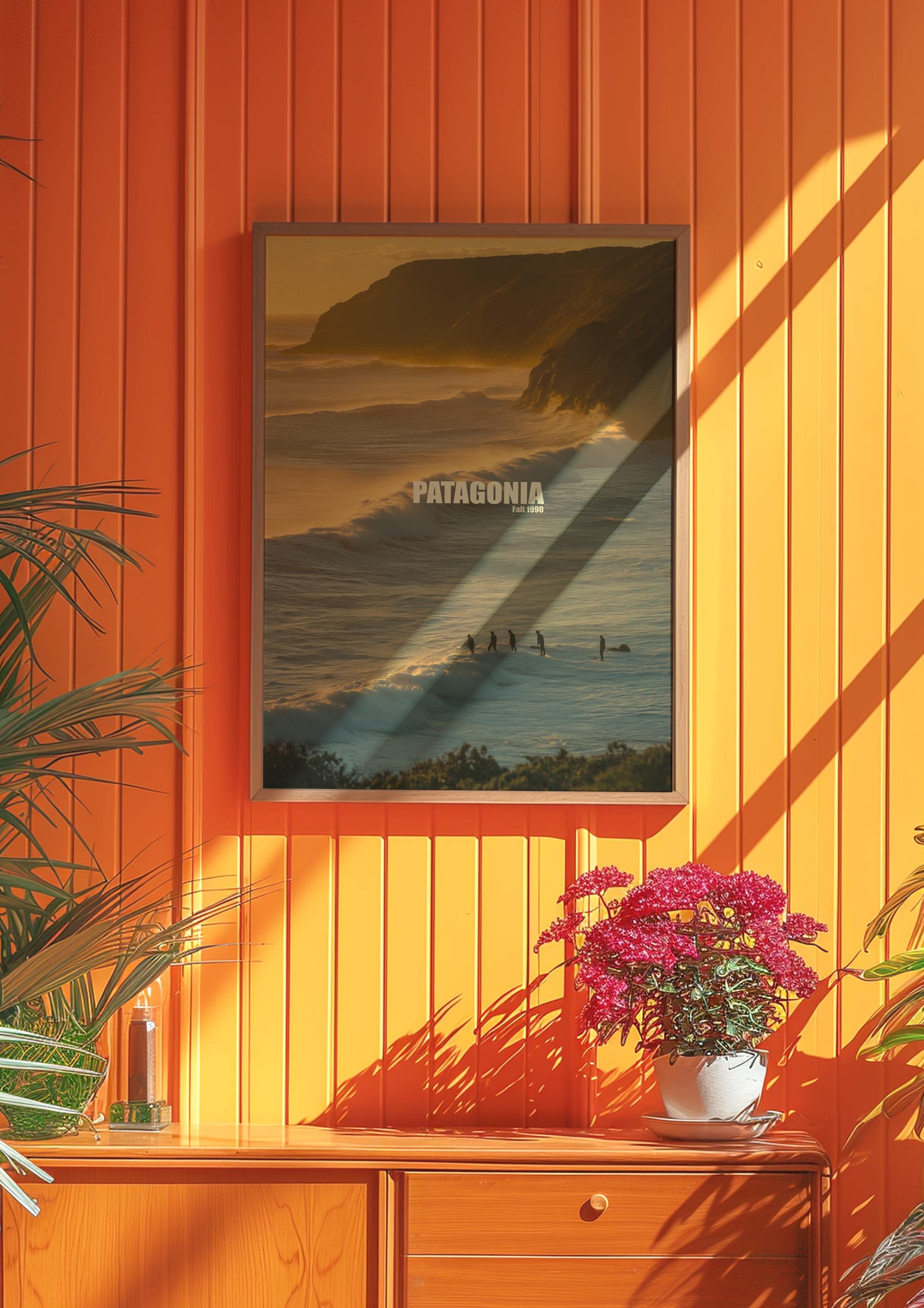Patagonia Sunset Poster: Golden Hour Ocean Waves, Surfing Art - Etsy