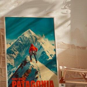 Patagonia Mountain Climber Poster: Snowy Peak Adventure Art - Etsy